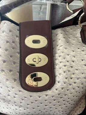 Victoria Elizabeth | Bags | Beige Ostrichtexture Shoulder Bag With ...